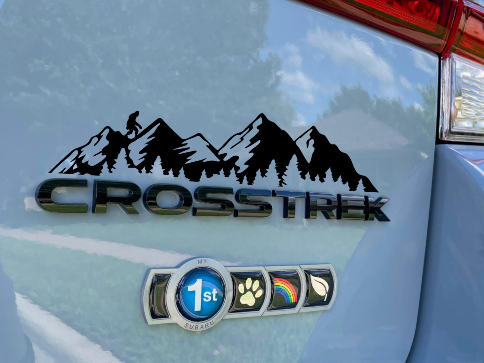 Subaru Emblem Decal & Badge Decoration Sasquatch Mountain Vinyl Sticker ...