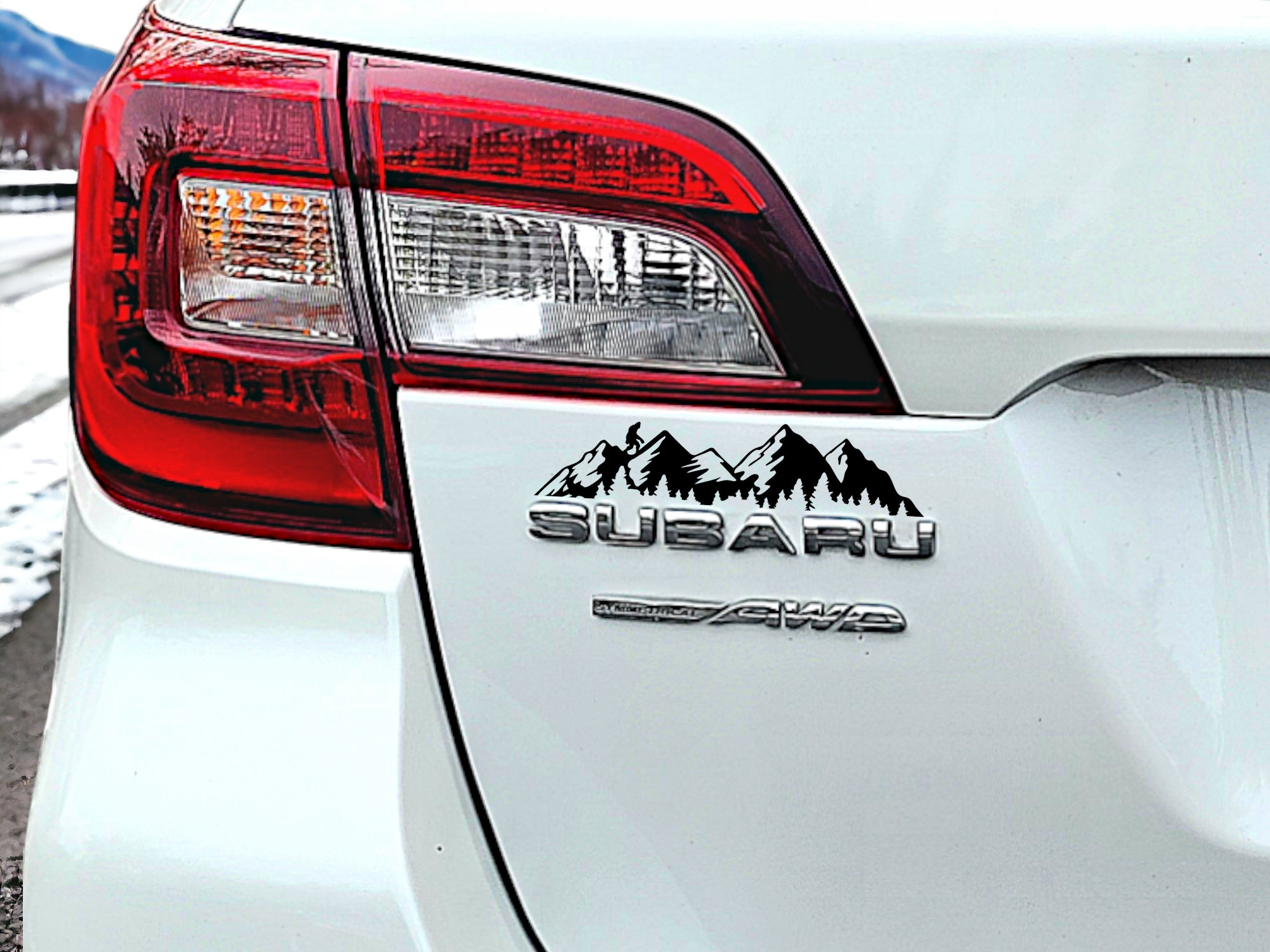 Subaru Emblem Decal & Badge Decoration Sasquatch Mountain Vinyl Sticker ...