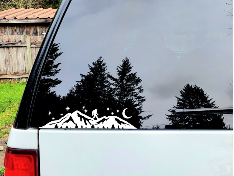 Starry Night Mountain & Sasquatch Car Emblem Decal Badge Accessories ...