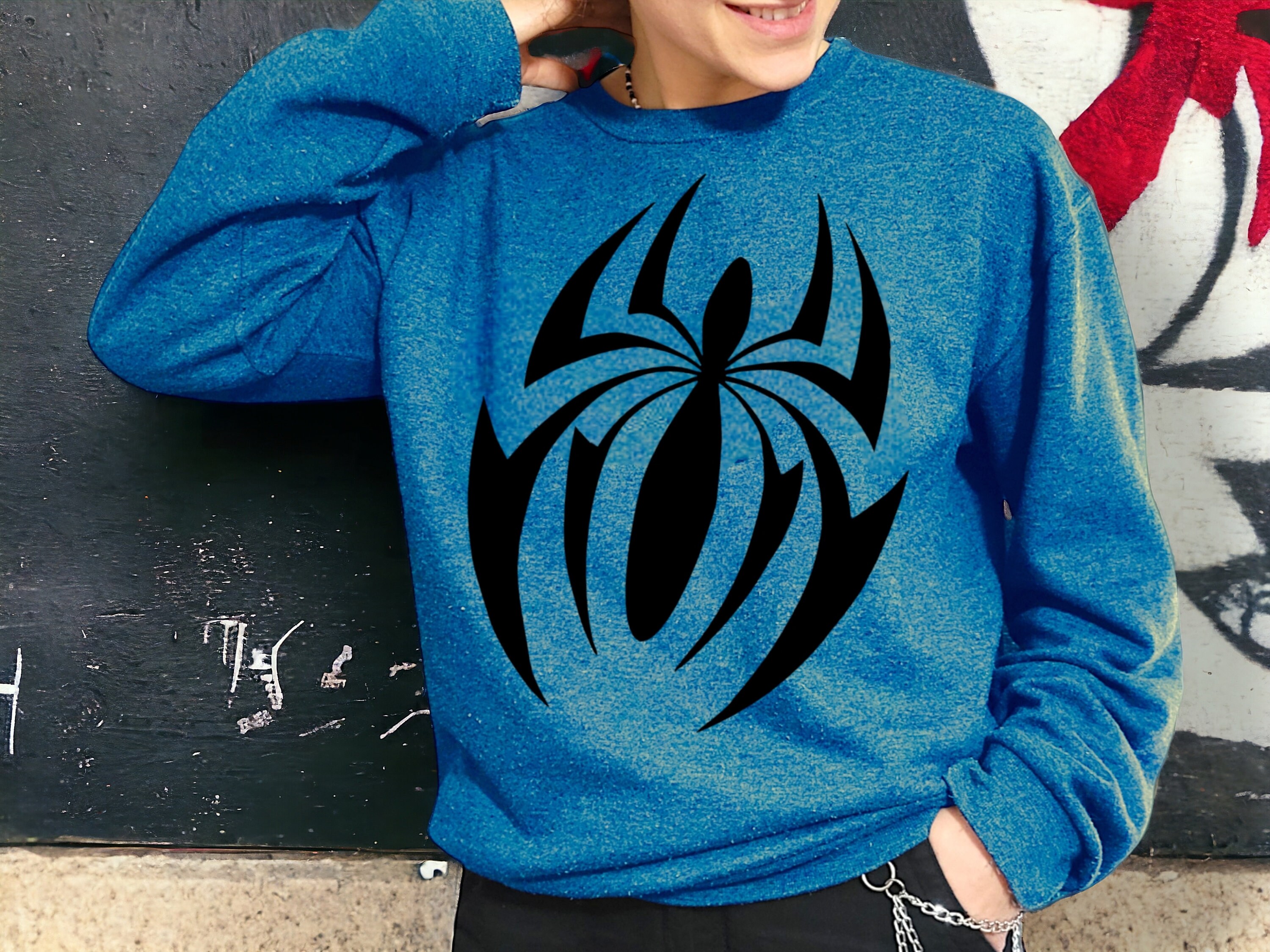 Spiderman Scarlet Spider Adult Crewneck Sweatshirt Red Black Blue Miles ...