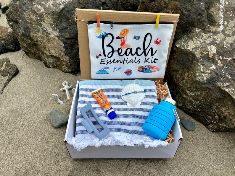 Summer Beach Gift Box: Cotton Beach Towel & Accessories - Etsy