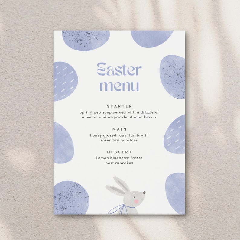Editable Easter Menu Card Template, Egg Themed Easter Menu Card ...