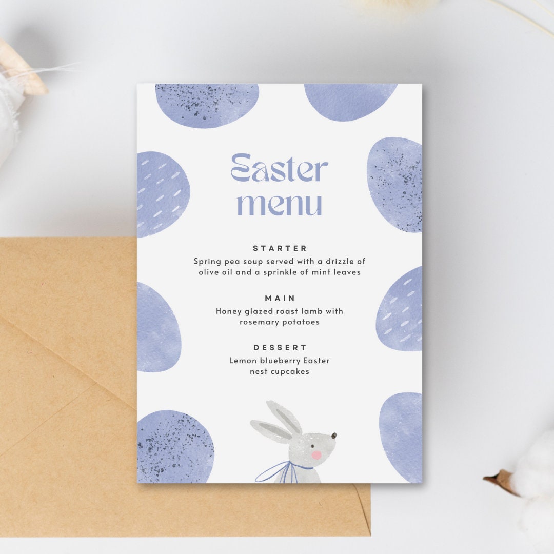 Editable Easter Menu Card Template, Egg Themed Easter Menu Card ...