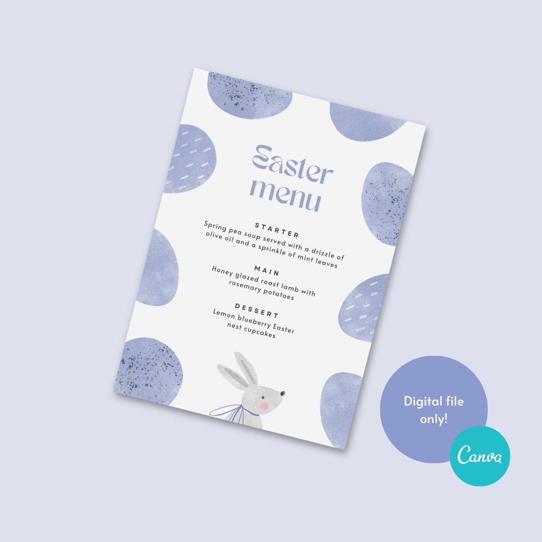 Editable Easter Menu Card Template, Egg Themed Easter Menu Card ...