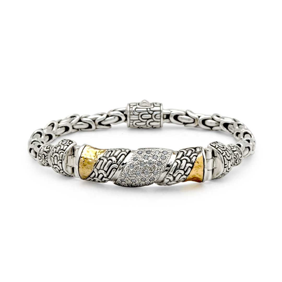 Sisik Naga Chain 18k Gold & 925 Sterling Silver Bracelet With Cubic ...