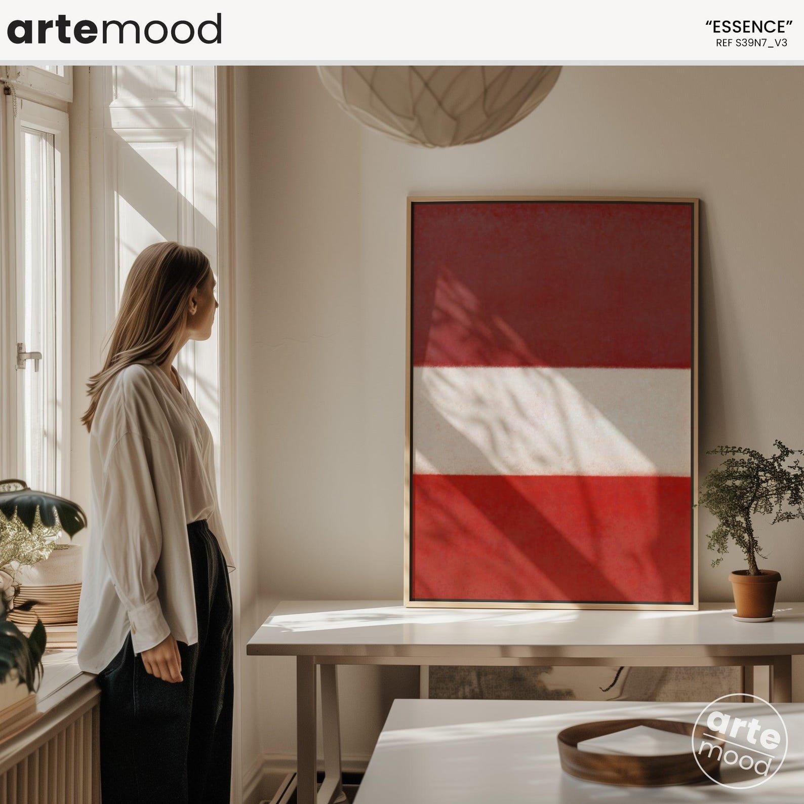 Red Abstract Canvas Art, Red Minimalist Color Field Art, Vibrant Red ...