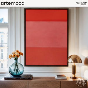 Large Abstract Art Red Color Field, Minimalist Red Art, Zen Canvas ...