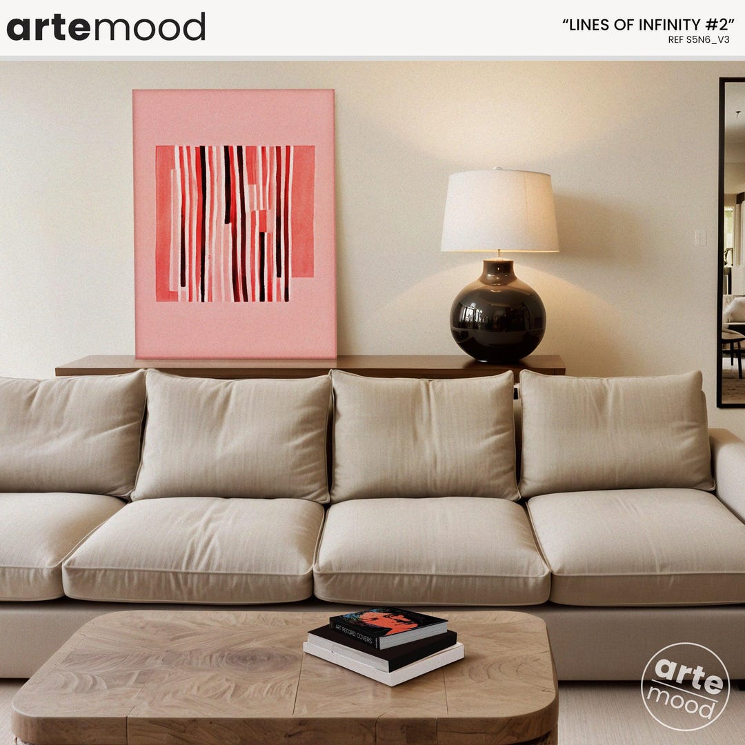Zen Lines Wall Art, Red Abstract Minimalist Canvas Art, Red Minimal ...
