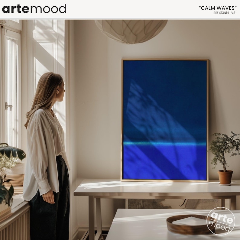 Blue Color Field Abstract Art Print: Rothko Style Framed Canvas S13N14 ...