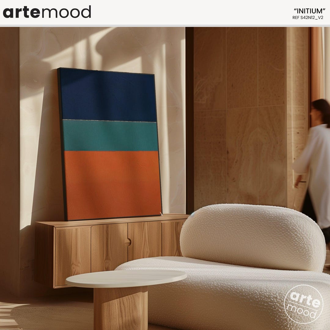 Modern Minimalist Art Canvas, Abstract Color Field Art, Blue, Green ...