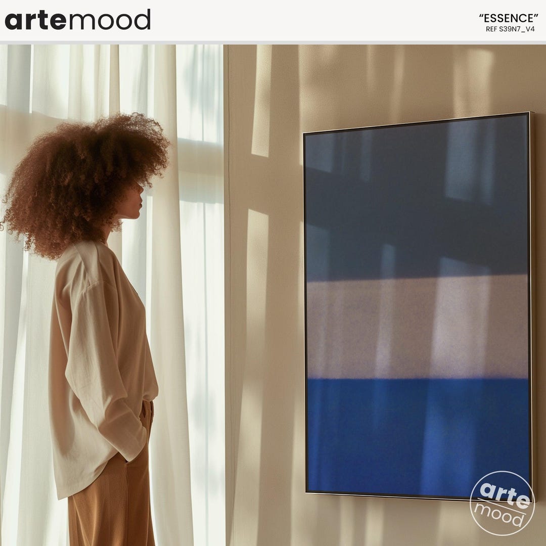 Blue Art Print, Zen Style, Relaxing Canvas Print, Minimal Color Field ...