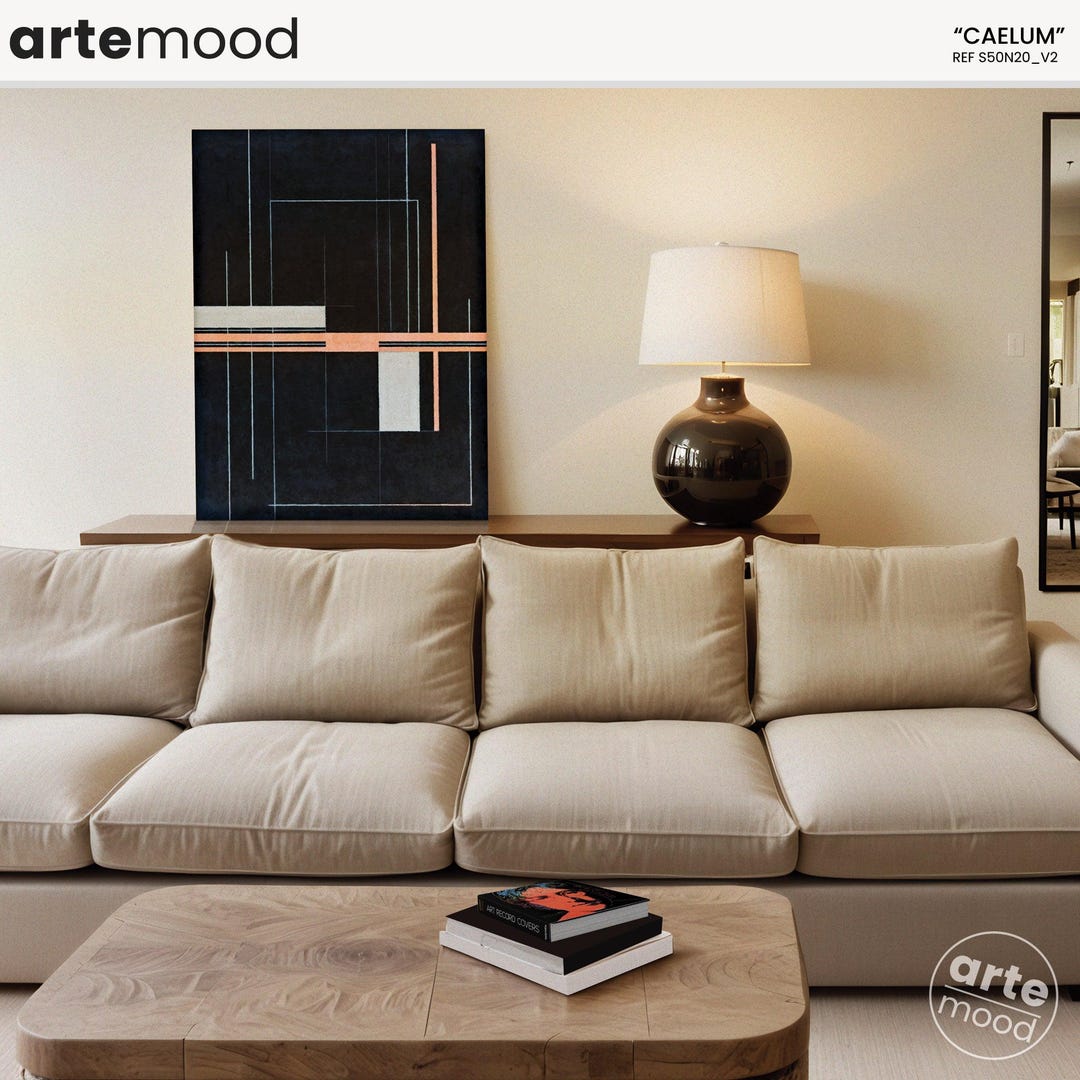 Upscale Minimalist Geometric Artwork, Logical Art, Dark, Blue, Orange ...