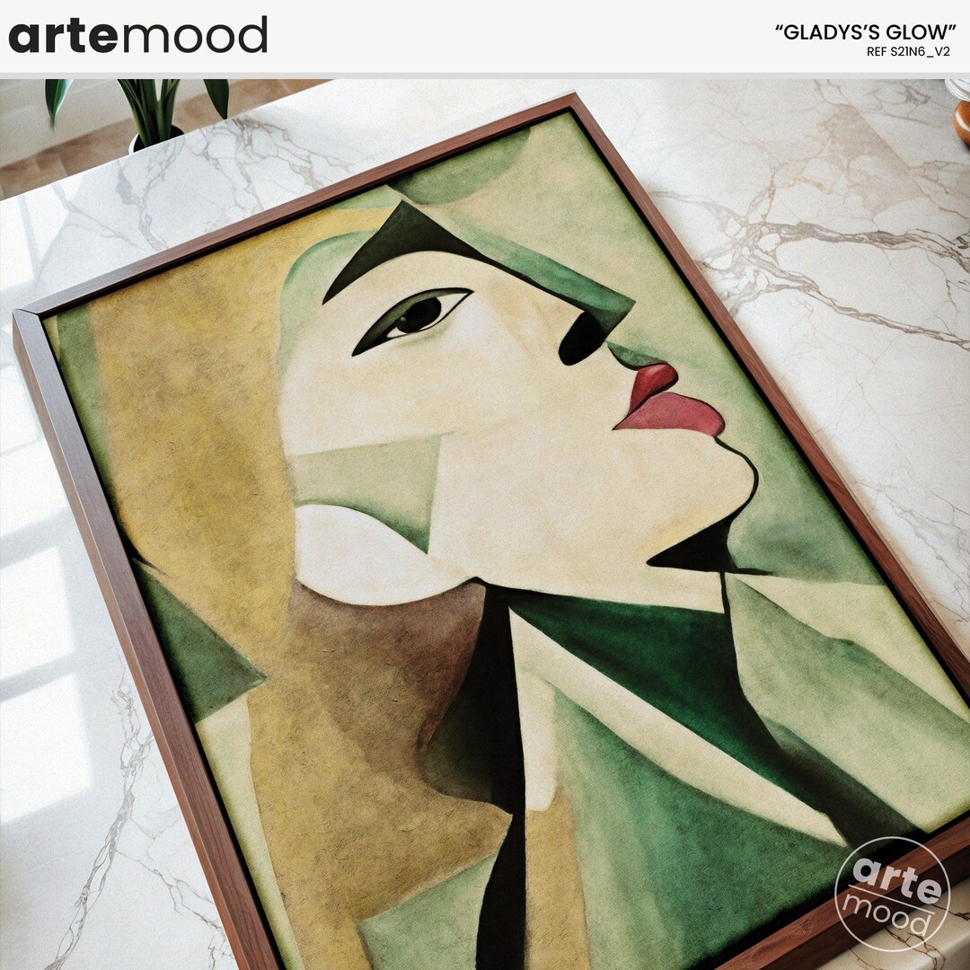 Woman Cubist Portrait Artwork, Green, Yellow, Blonde Woman Picasso ...