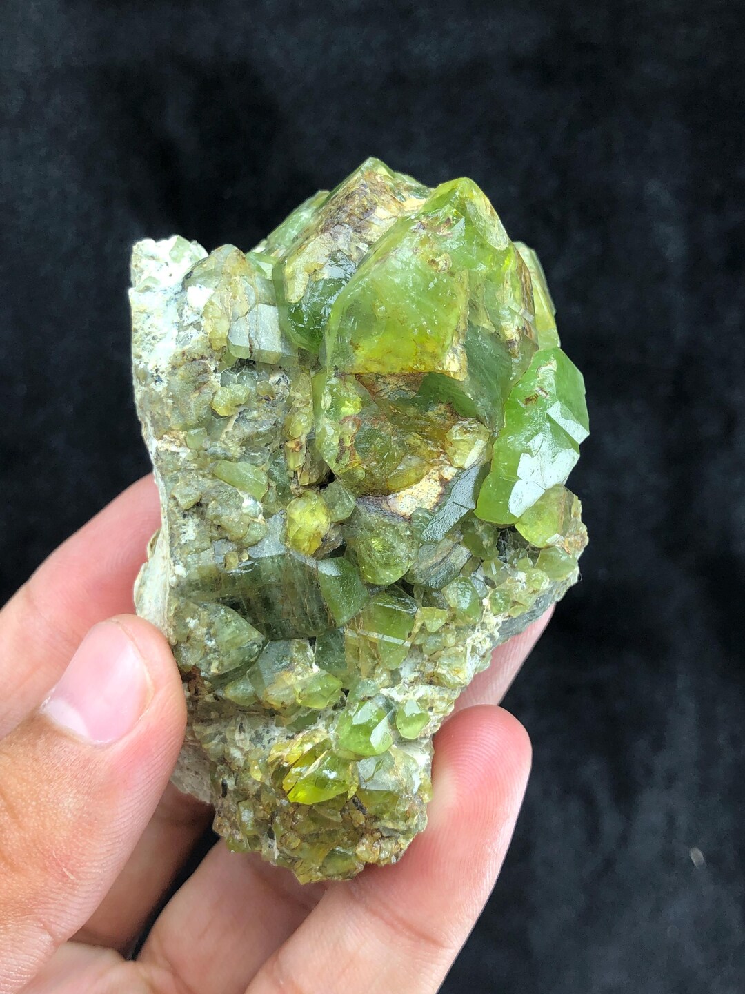 148 Gram Natural Peridot Cluster Perched on Matrix From Supat Mine ...