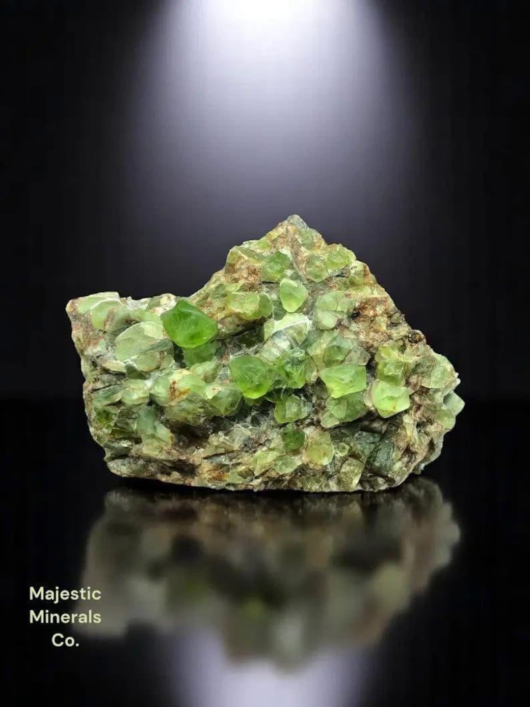 351 Gram Natural Peridot Crystals Perched on Matrix Beautiful Specimen ...