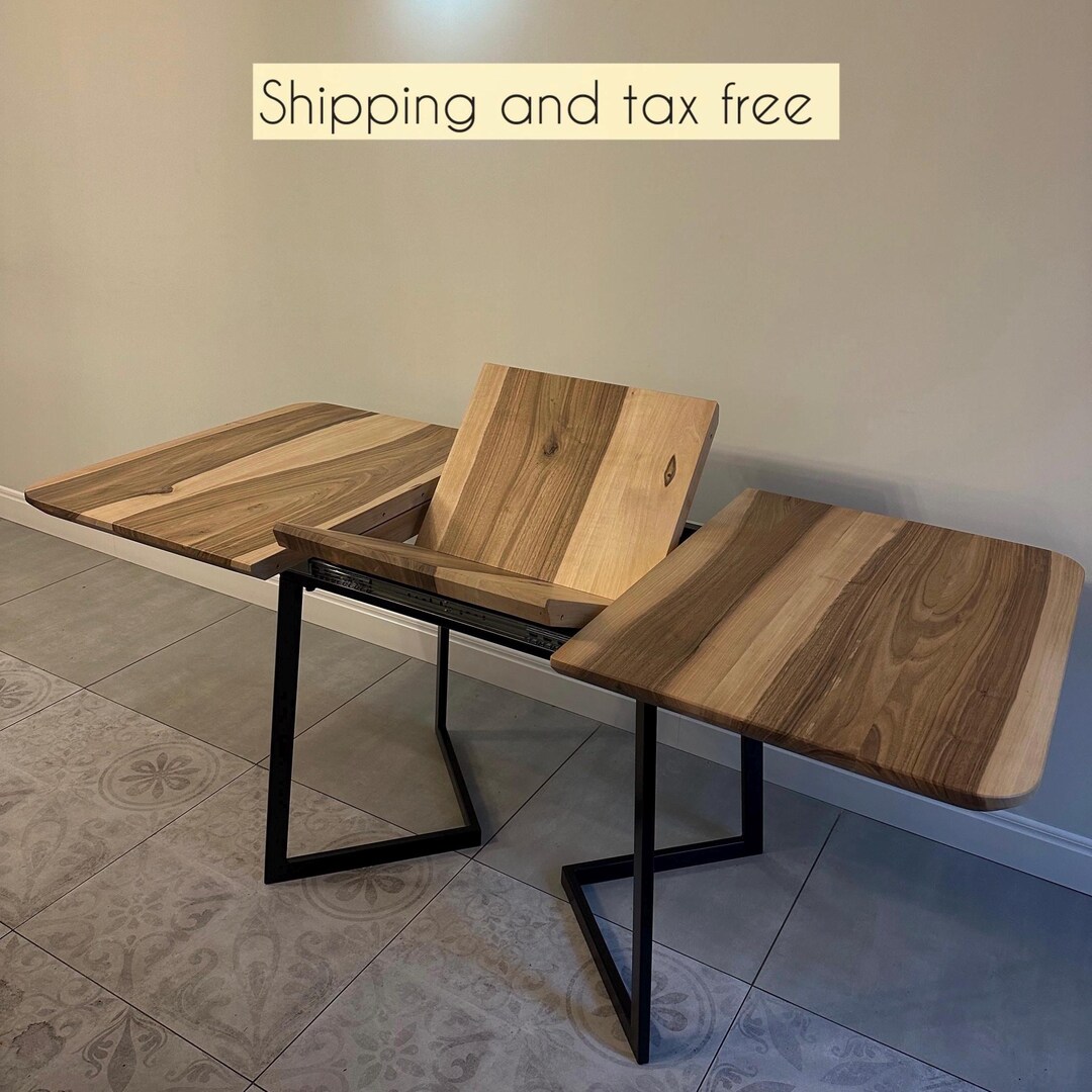 Farmhouse Table | Solid Oak Wooden Kitchen Table | Rustic Extendable or ...