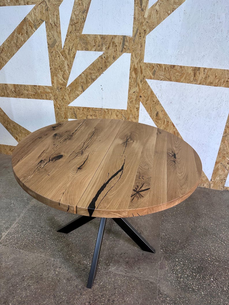 Extendable Dining Table, Round Oak Table, Solid Wood Table, Walnut ...