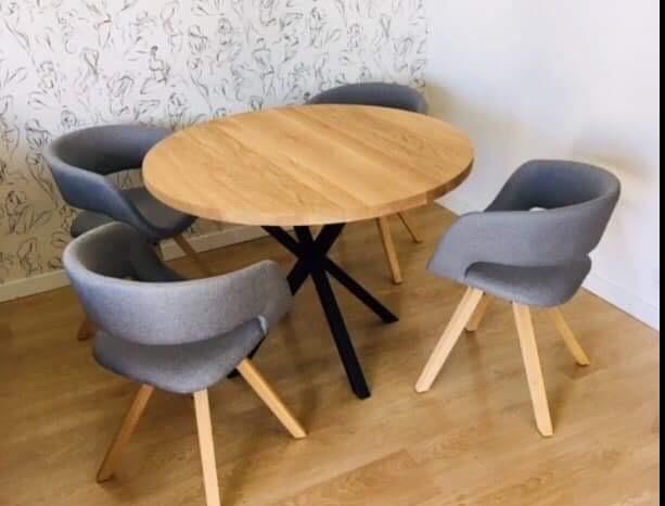 Extendable Dining Table, Round Oak Table, Solid Wood Table, Walnut ...