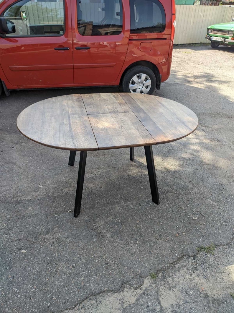 Extendable Dining Table, Round Oak Table, Solid Wood Table, Walnut ...
