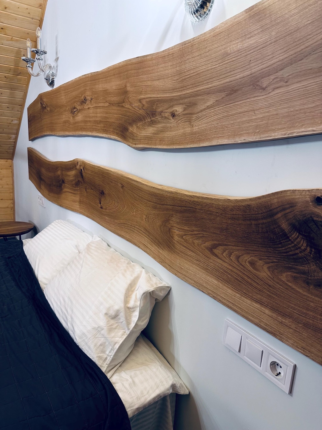 Set of 2 Live Edge Oak Headboards: Rustic Wood Slab, Wall Mounted - Etsy