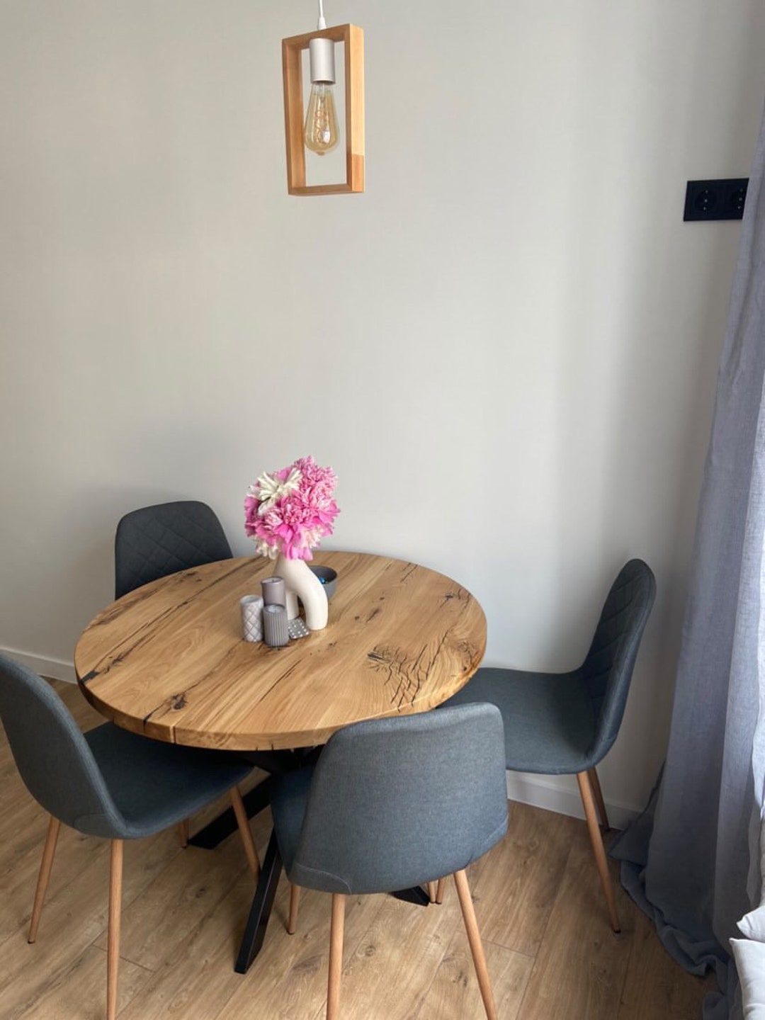 Extendable Dining Table, Table With Leaves, Round Oak Table, Solid Wood ...