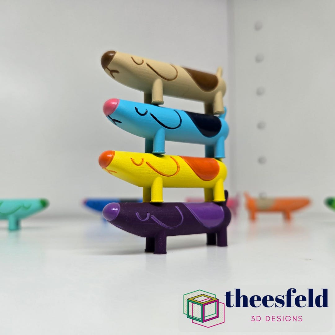 Hand-painted Mini Long Dog 3D Figures: Hide and Seek Party Favors ...