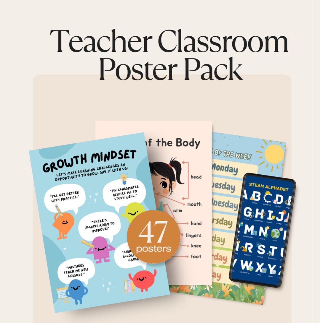 Teacher Classroom Poster Pack Digital Art Print Learning Posters ...
