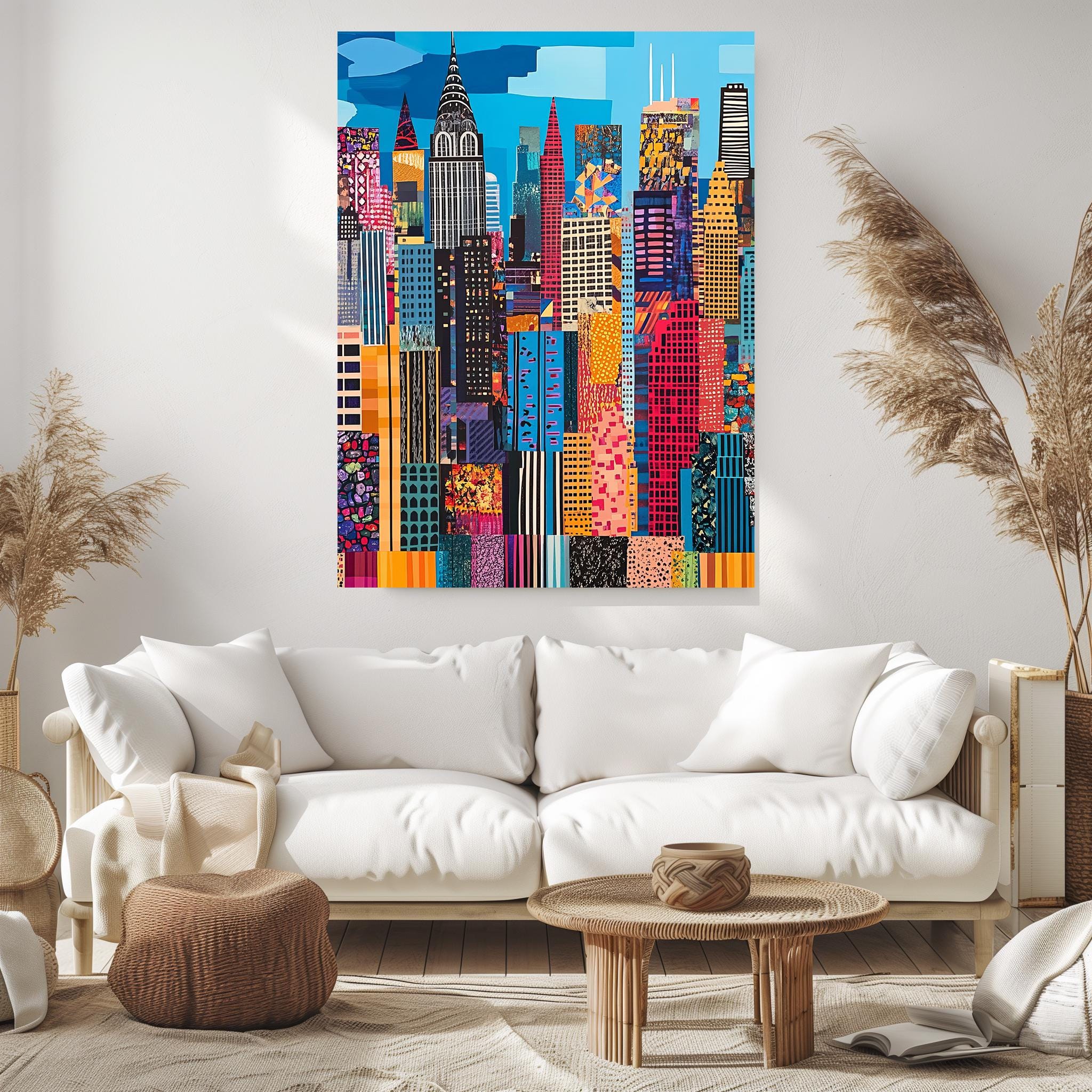 Vibrant Pop Art Canvas City Landmarks in Bold Colors and Patterns - Etsy