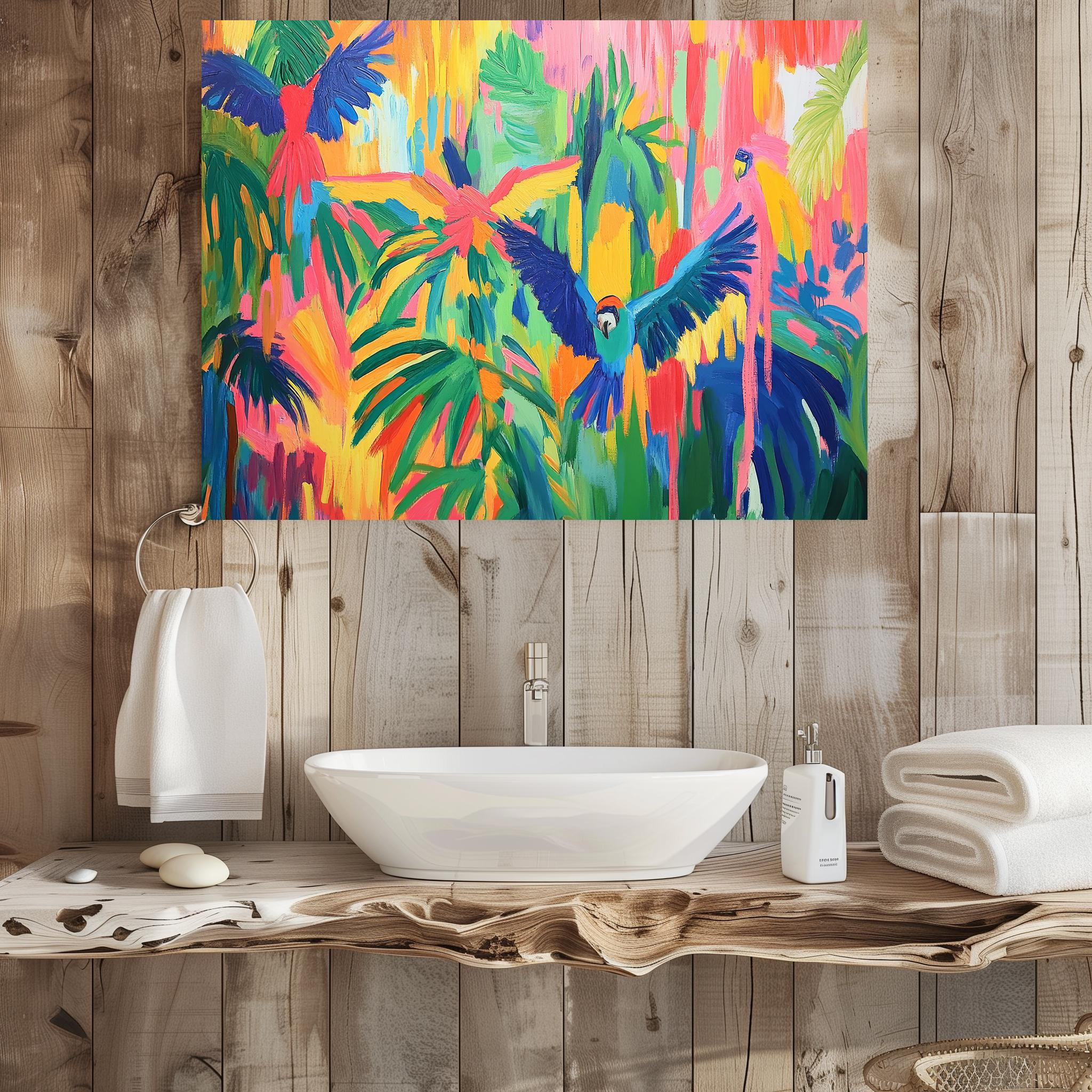 Fauvist Jungle Scene Wall Art Vibrant Wild Animals Print in Bold Colors ...