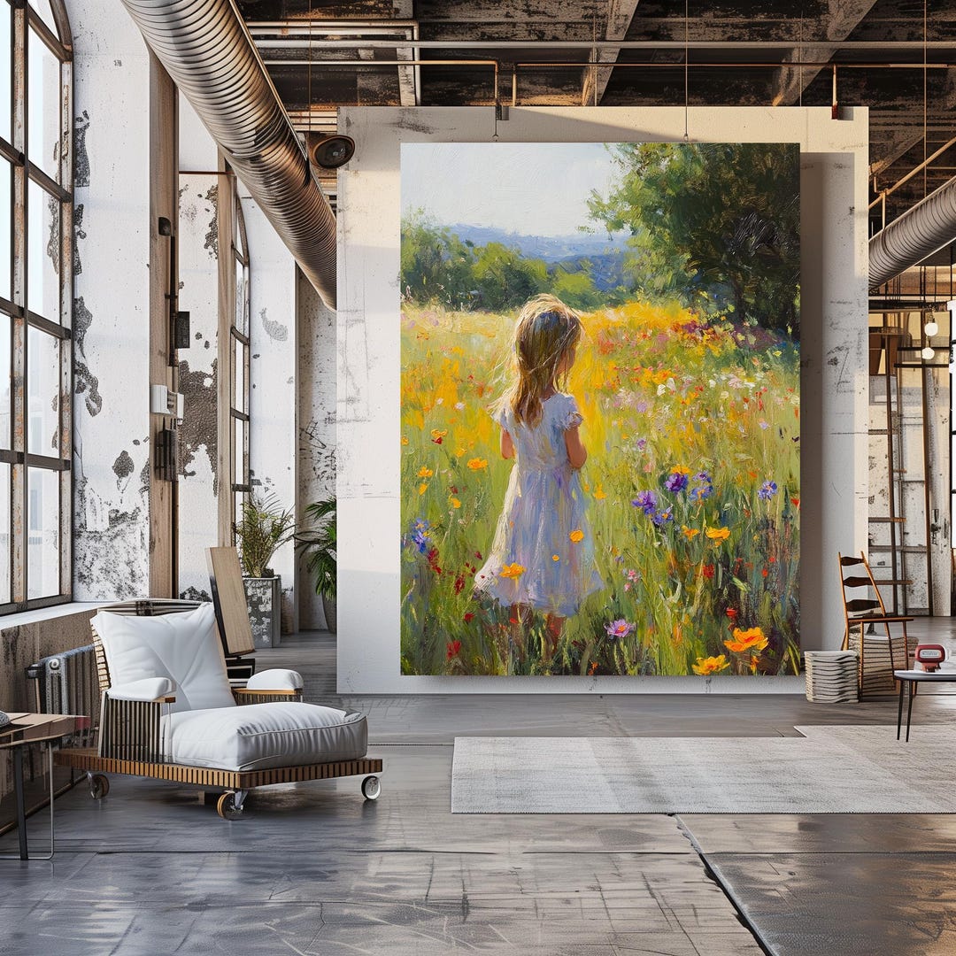 Dreamy Impressionist Meadow Painting Colorful Wildflowers Art Print - Etsy
