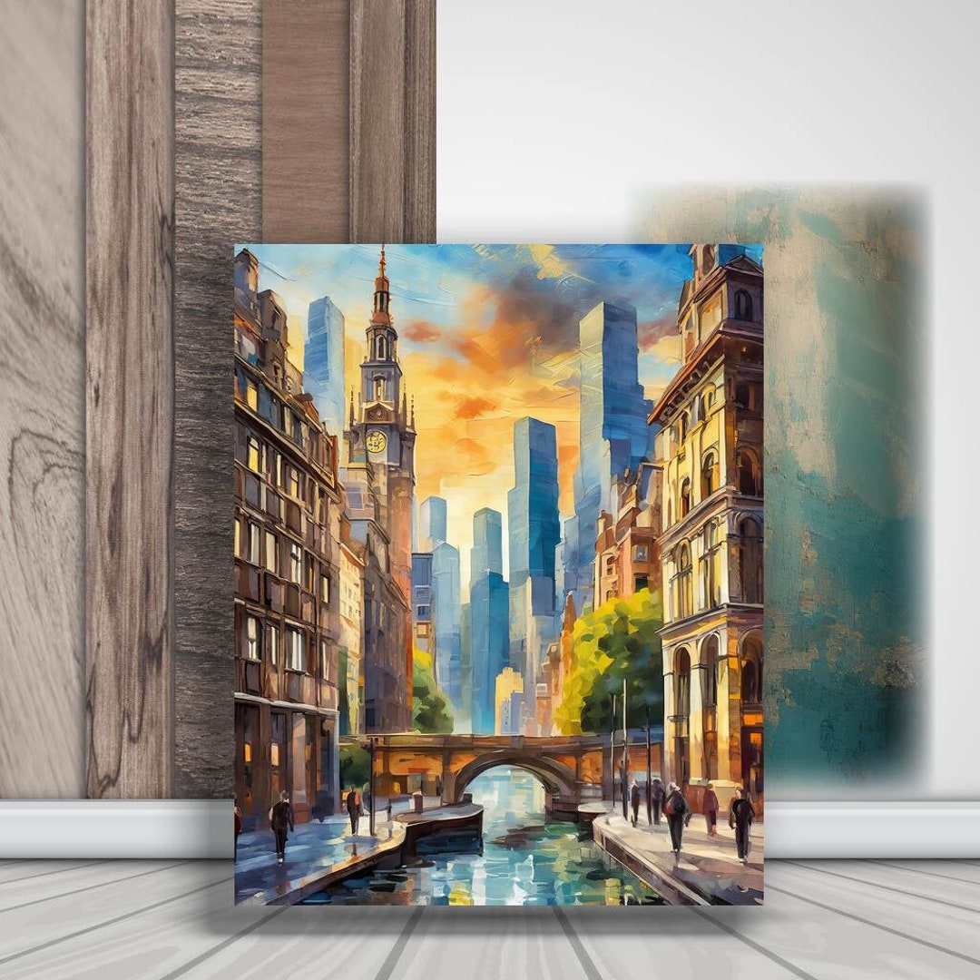 Cityscape Art Print Iconic Landmarks and Bustling Streets ...