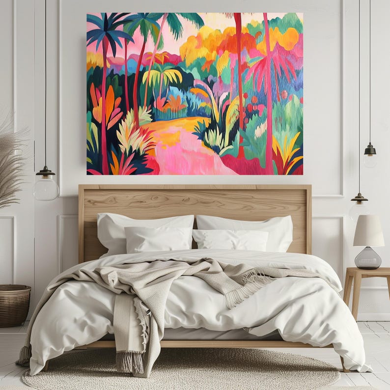 Fauvism Tropical Paradise Landscape Canvas Wall Art Vibrant Colorful ...