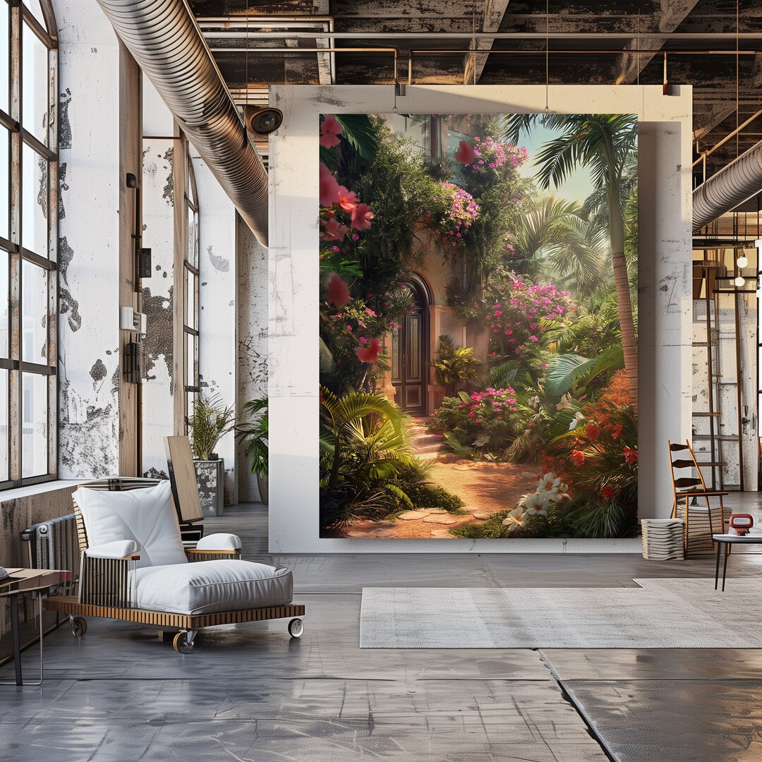Exotic Blooms Garden Oasis Canvas Wall Art - Romantic Floral Decor - Etsy