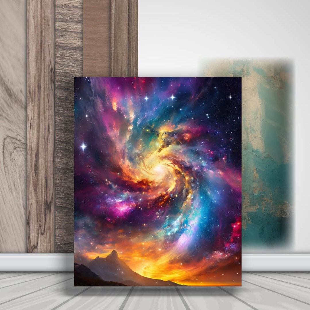 Whispers of Eternity Canvas Wall Art Cosmic Dance of Vibrant Hues and ...