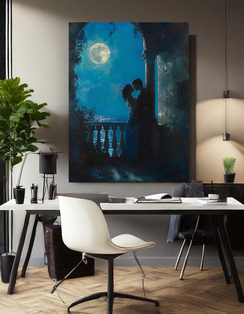 Romantic Moonlit Balcony Scene Canvas Wall Art - Etsy