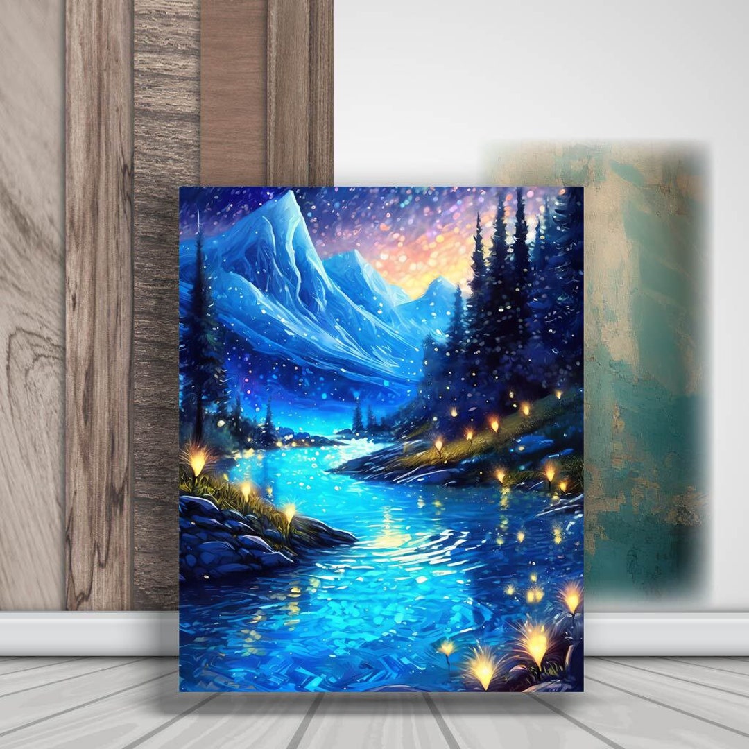 River Side Blue Water Fireflies 8K Holographic Astral Cosmic ...