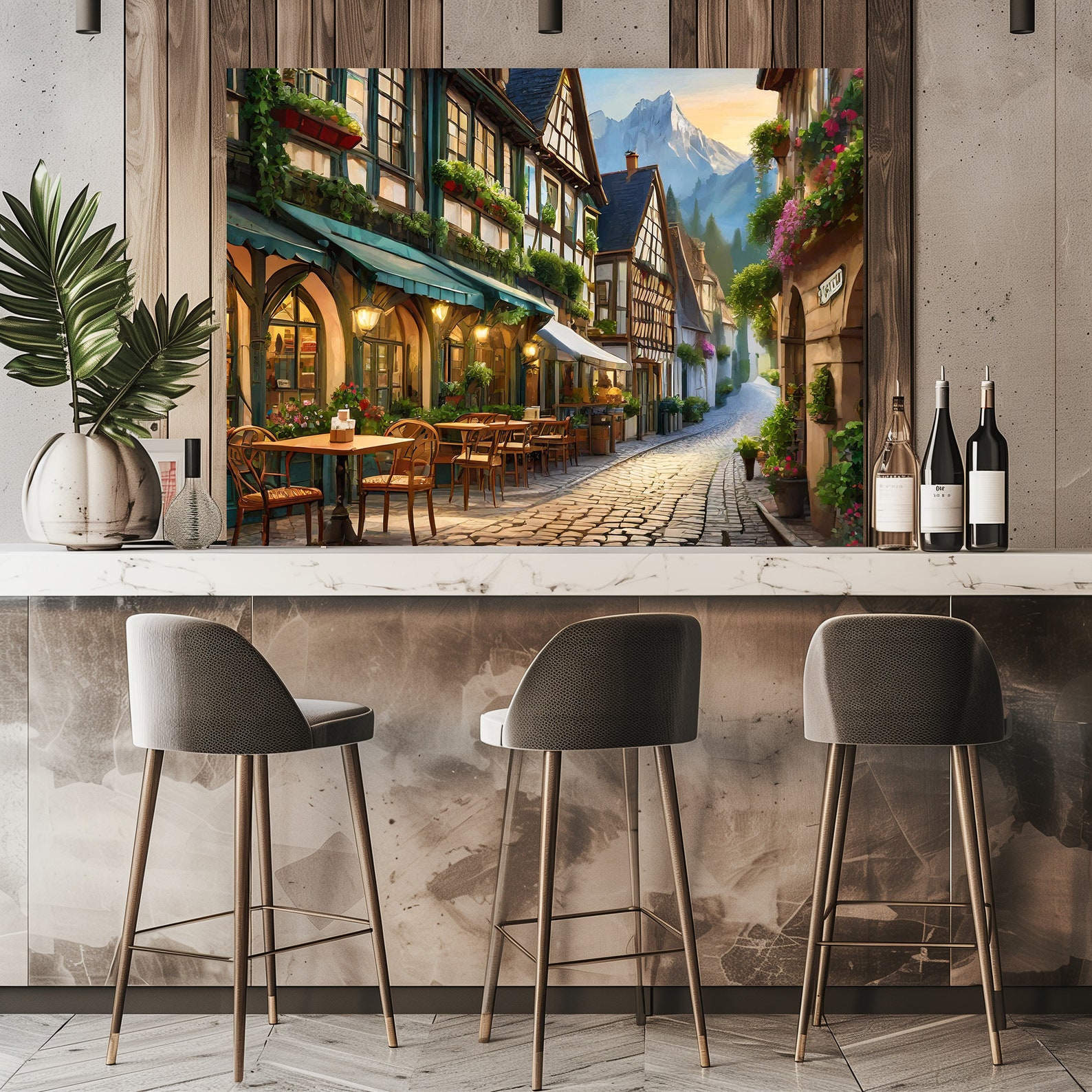 Romantic European Street Scene Canvas Wall Art - Etsy