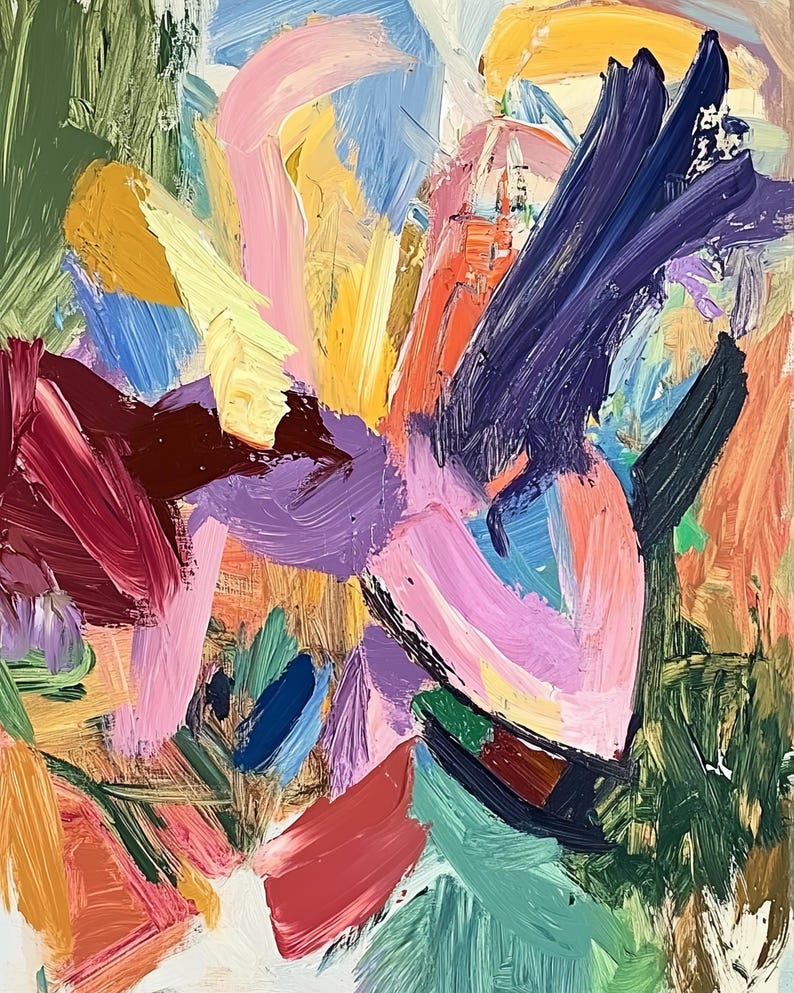 Fauvist Botanical Garden Wall Art Bold Abstract Floral Canvas With ...
