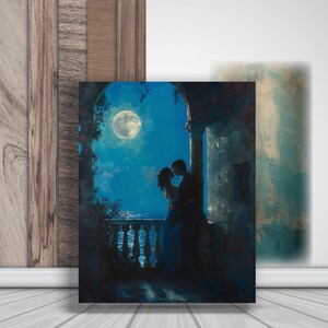 Romantic Moonlit Balcony Scene Canvas Wall Art - Etsy