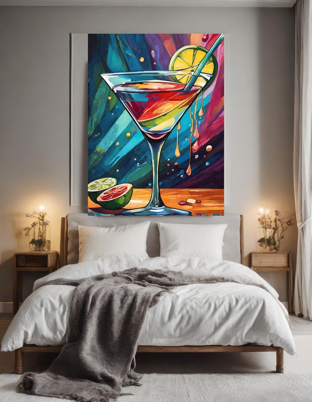 Abstract Martini Cocktail Bold Colorful Print Art Wall Decor - Etsy