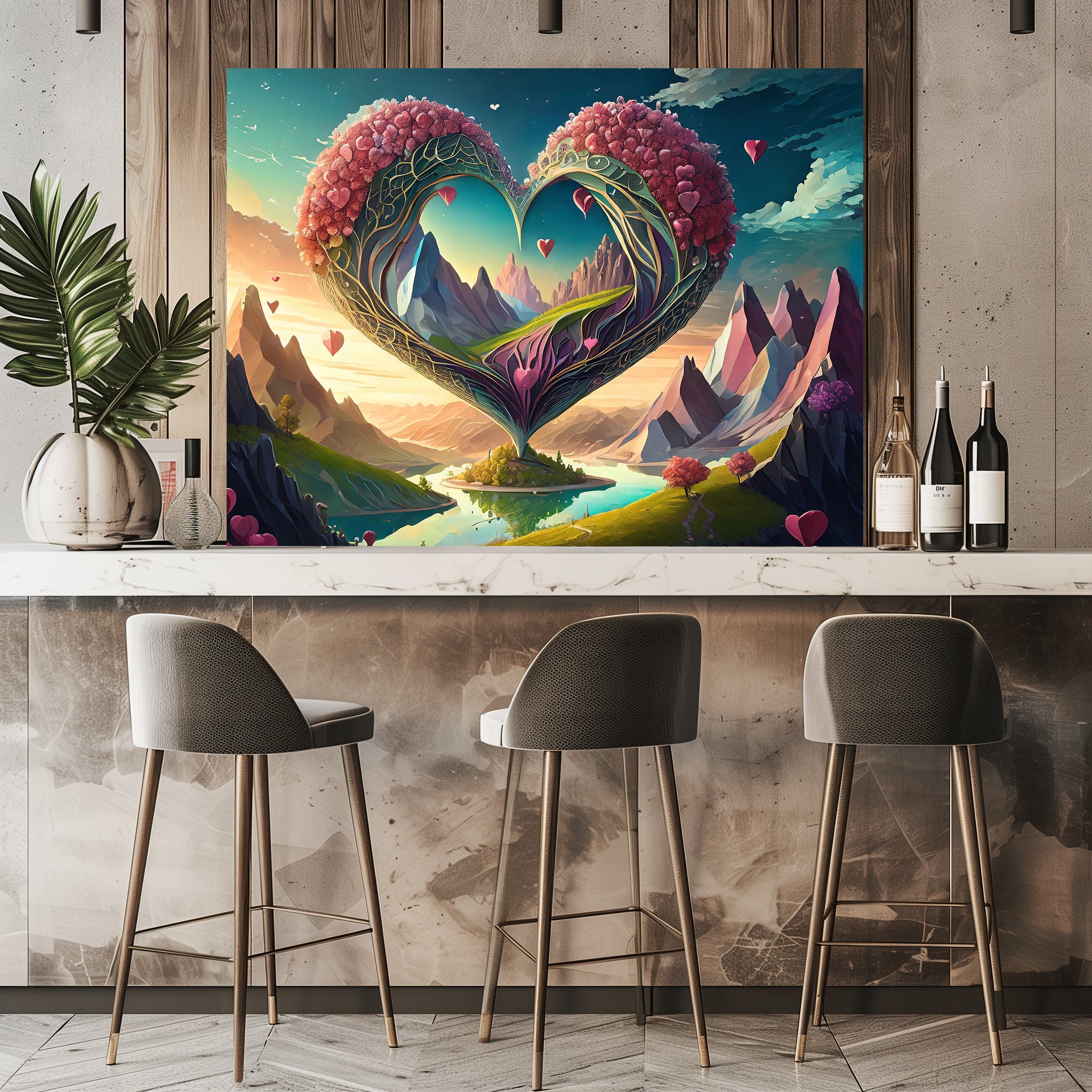 Dali-inspired Surreal Landscape Canvas Art, Gravity-defying Heart ...