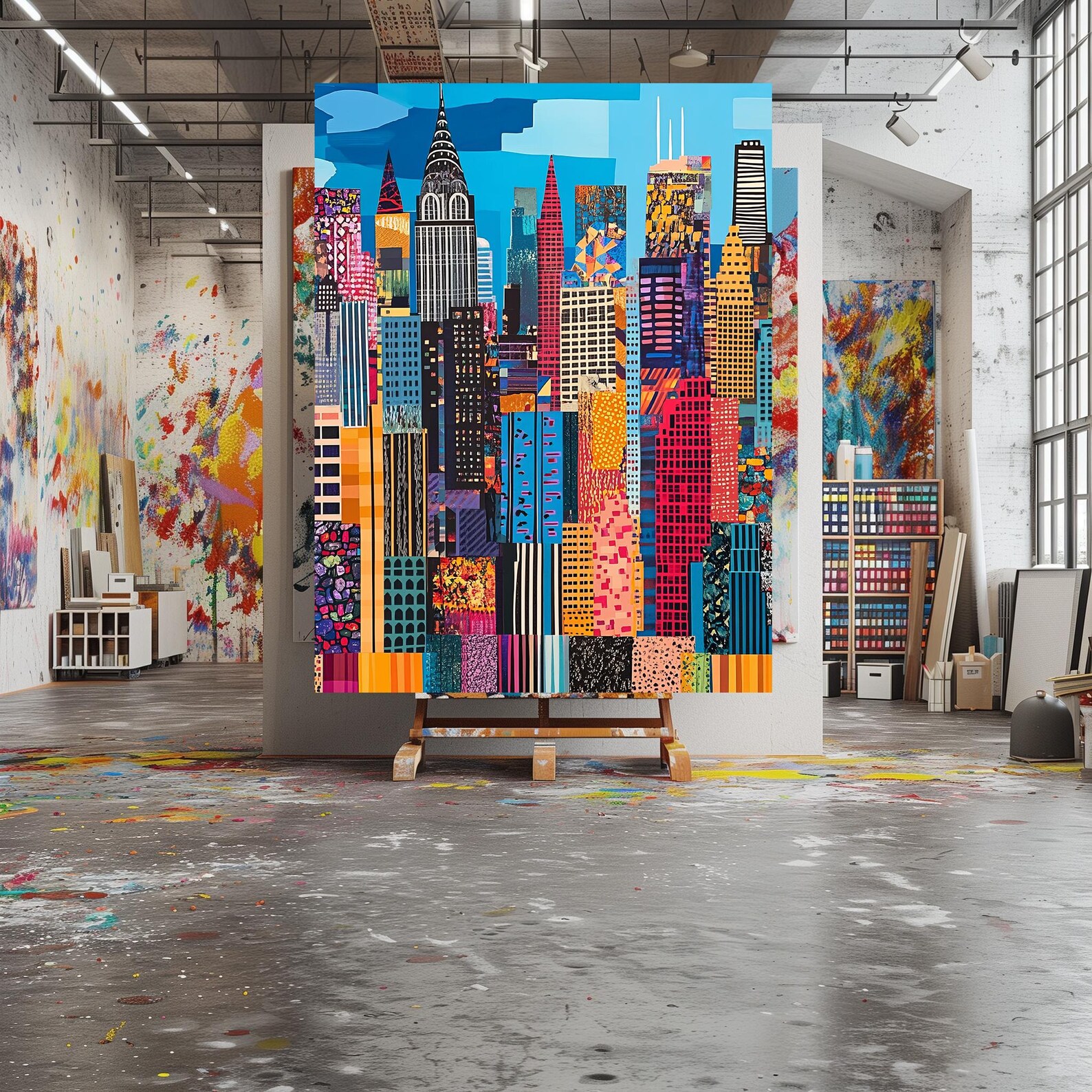 Vibrant Pop Art Canvas City Landmarks in Bold Colors and Patterns - Etsy