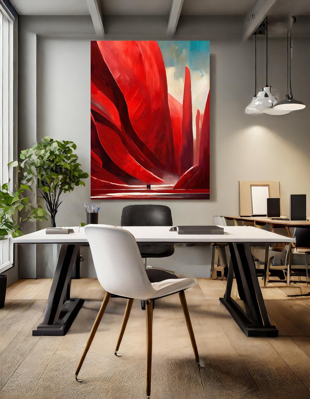 Large Red Abstract Canvas Wall Art - Etsy