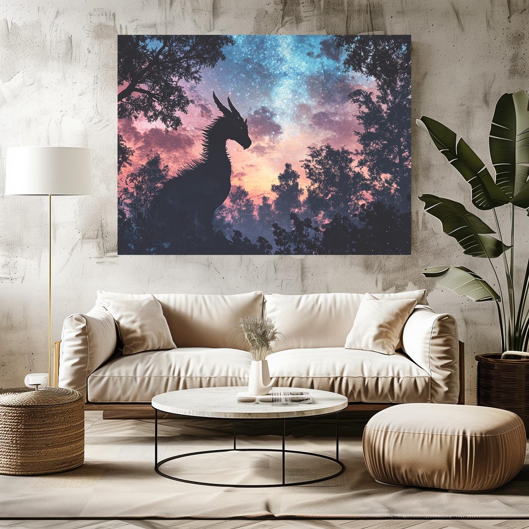 Romantic Fantasy Canvas Wall Art Mythical Creature in Enchanted Forest ...