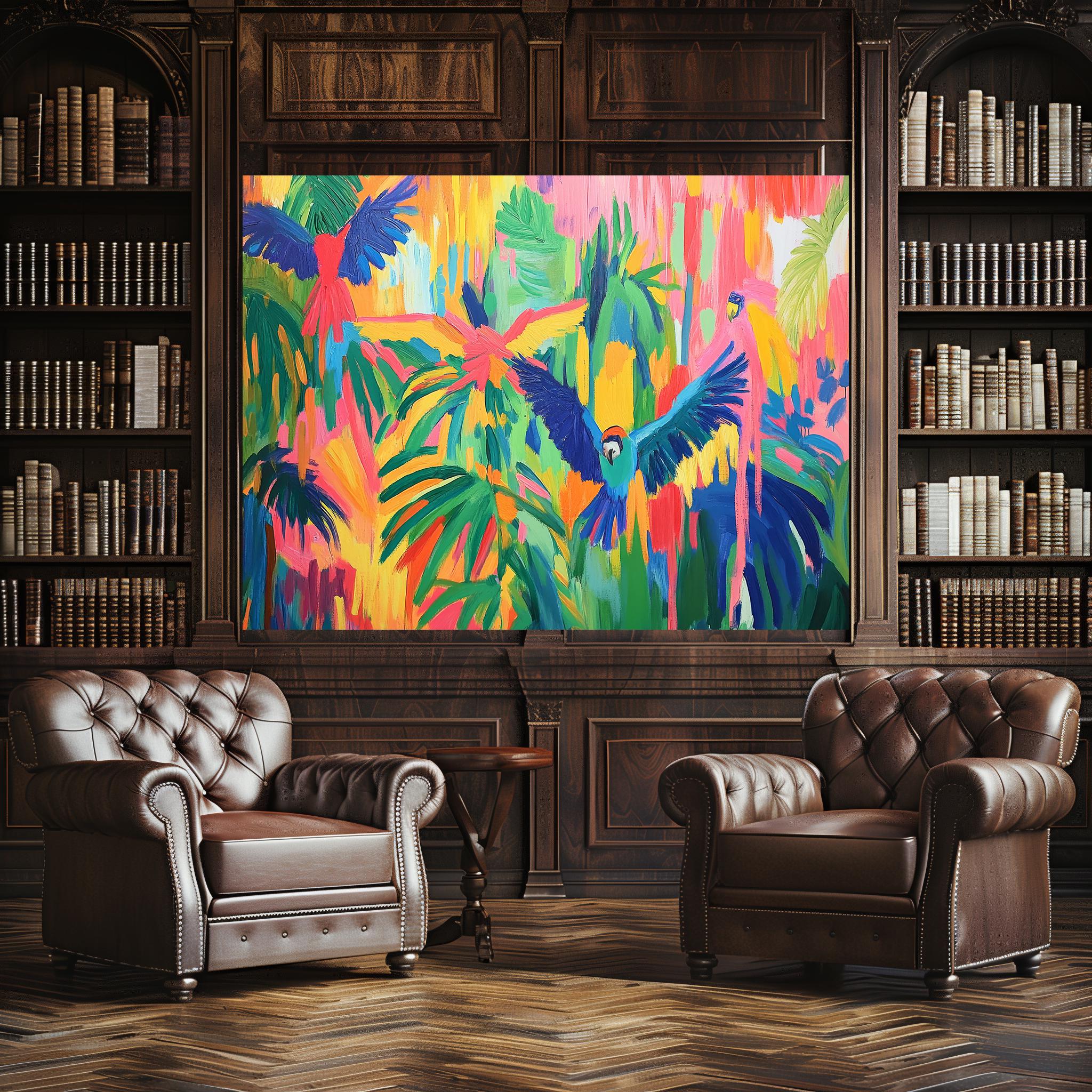 Fauvist Jungle Scene Wall Art Vibrant Wild Animals Print in Bold Colors ...