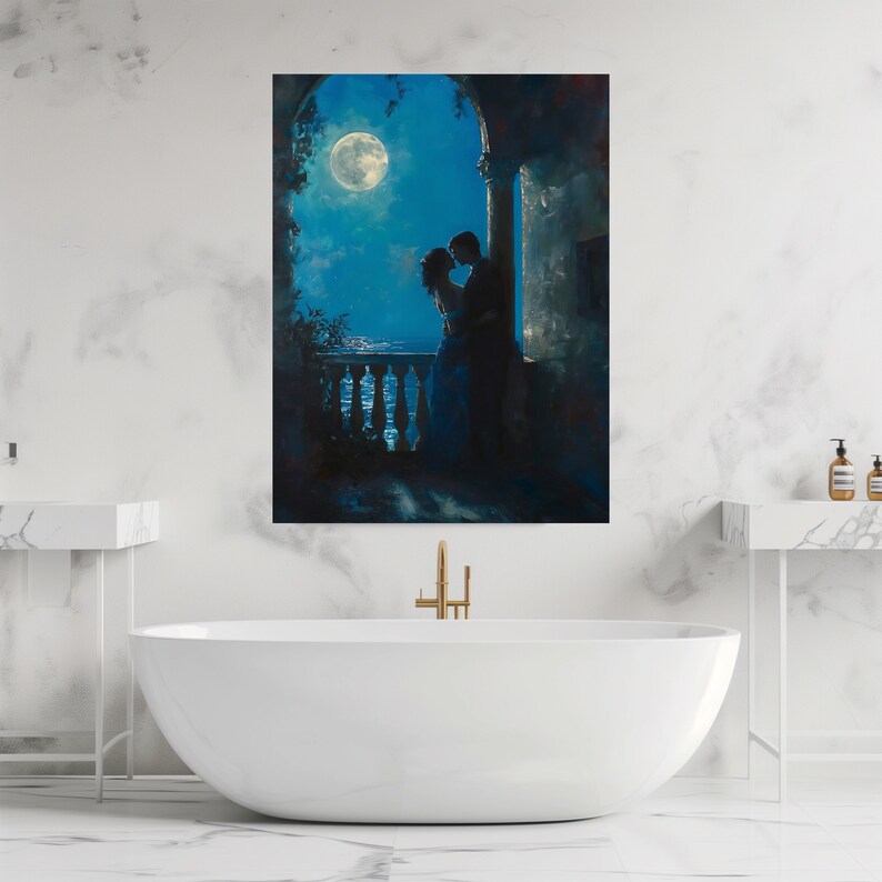 Romantic Moonlit Balcony Scene Canvas Wall Art - Etsy
