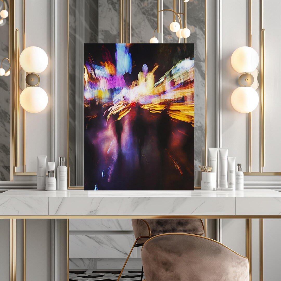 Abstract Expressionist City Street Art Print Night Scene With Blurred ...