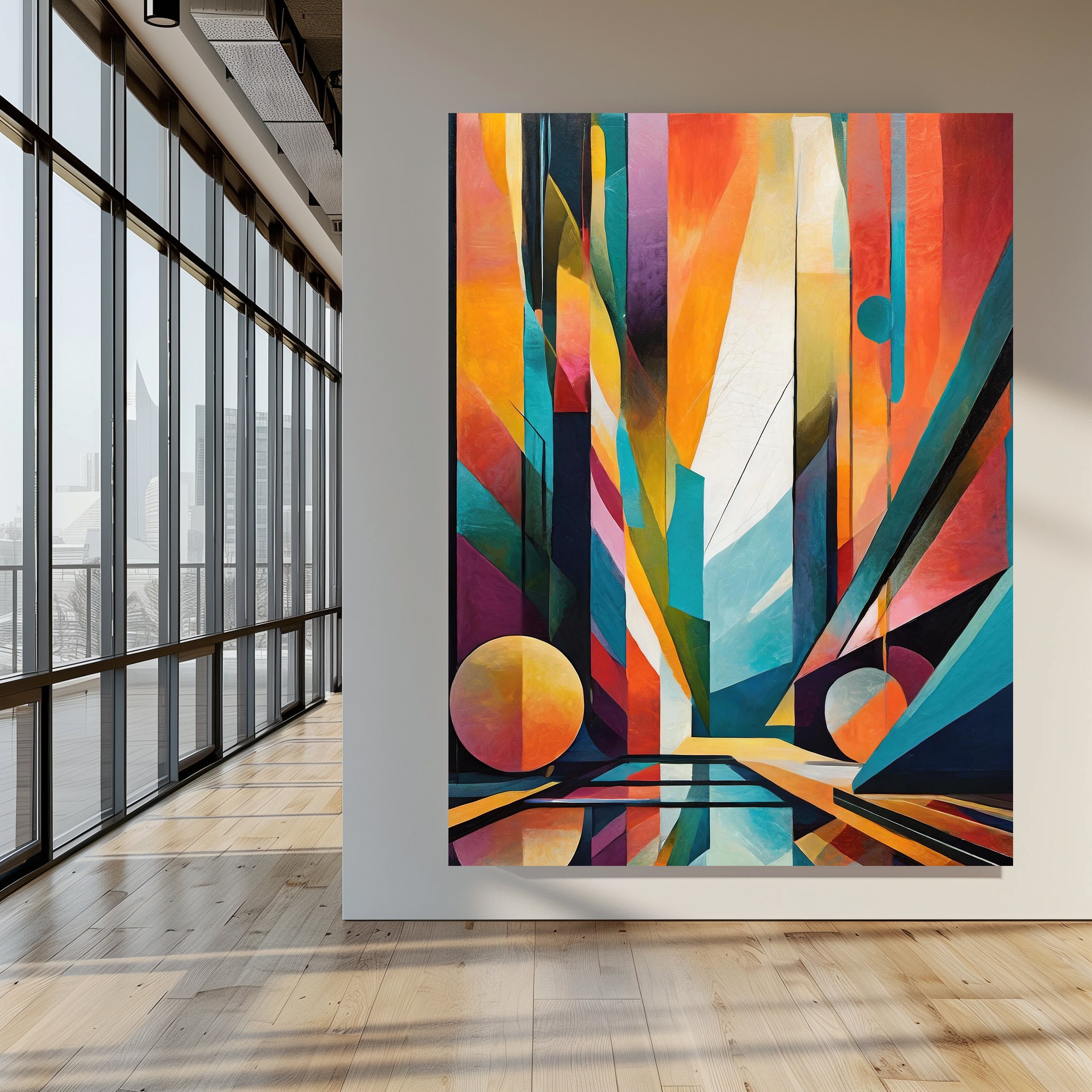 Modern Abstract Geometric Canvas Wall Art in Vibrant Colors - Etsy