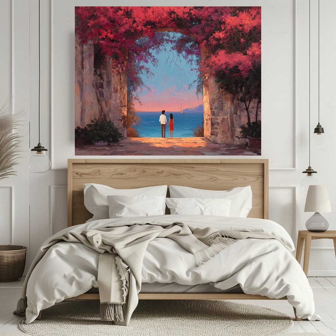 Romantic Couple Wall Art Print, Bougainvillea Archway Coastal Mexico ...