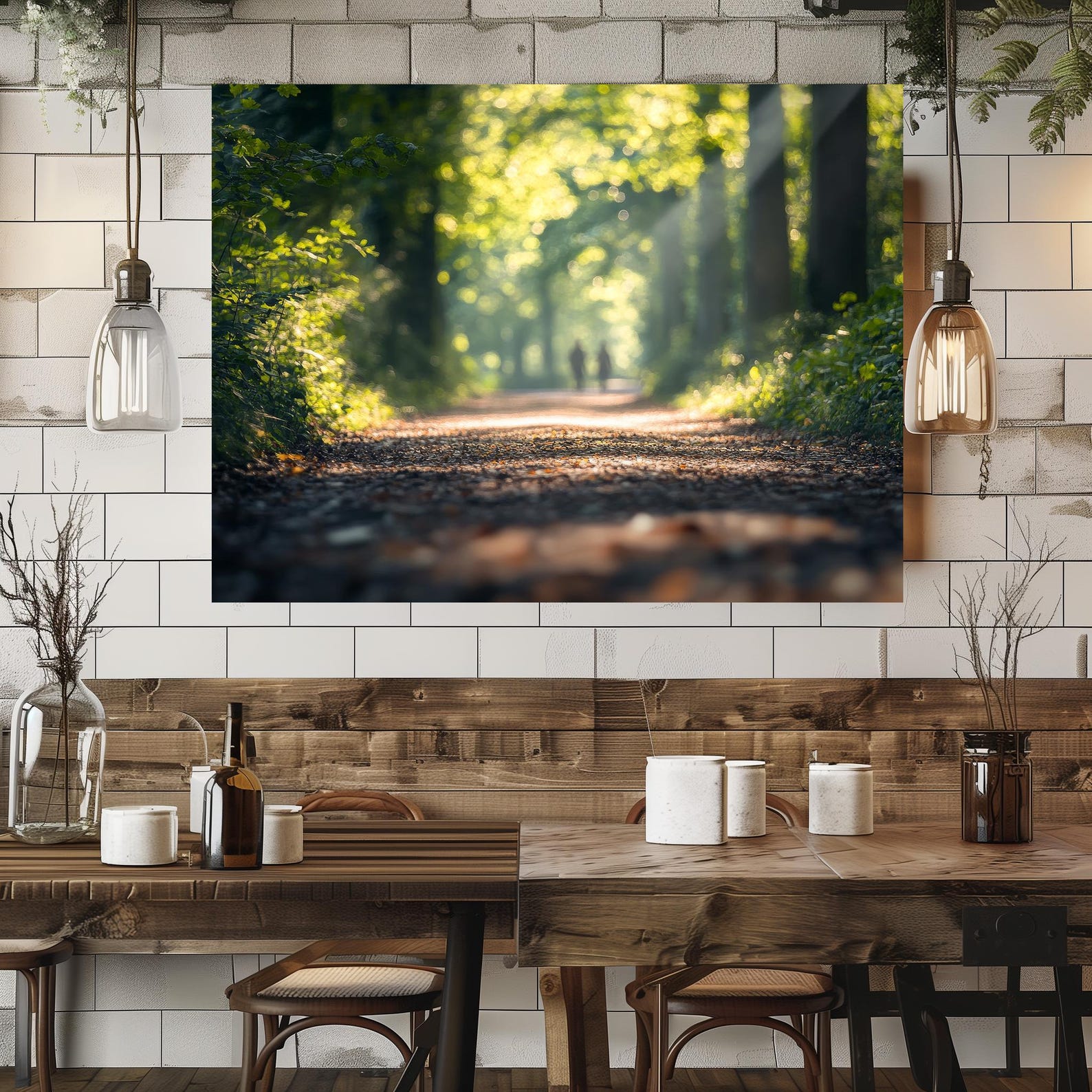 Serene Forest Path Realism Portrait Canvas Wall Art With Sunlit Blur ...